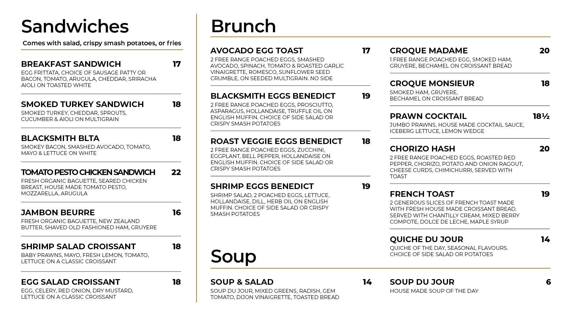 Fort Langley Menu – Blacksmith Bakery