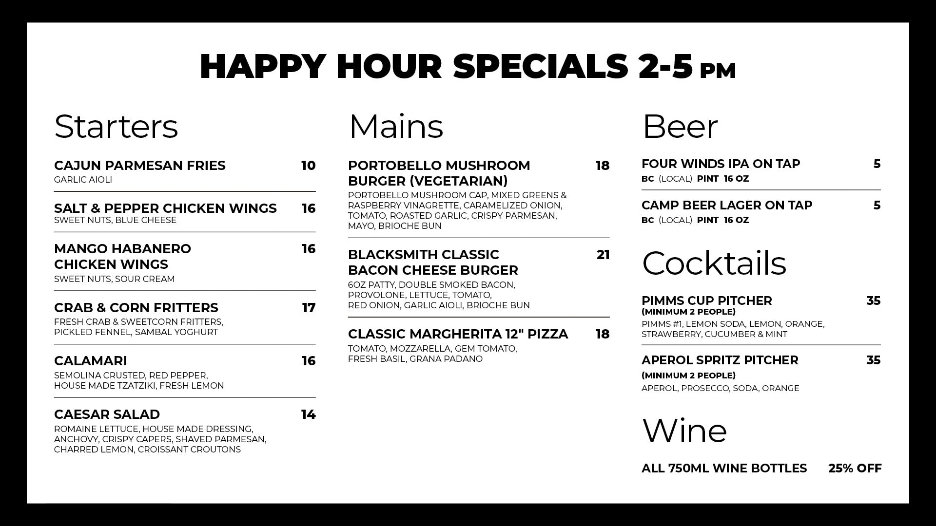 Latimer Village Menu – Blacksmith Bakery