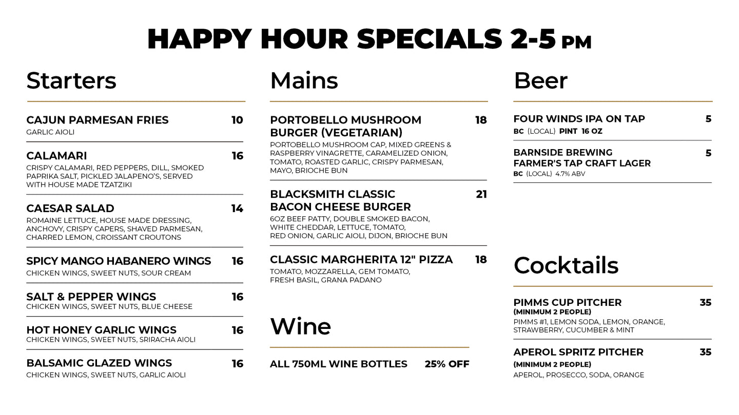 Latimer Village Menu – Blacksmith Bakery