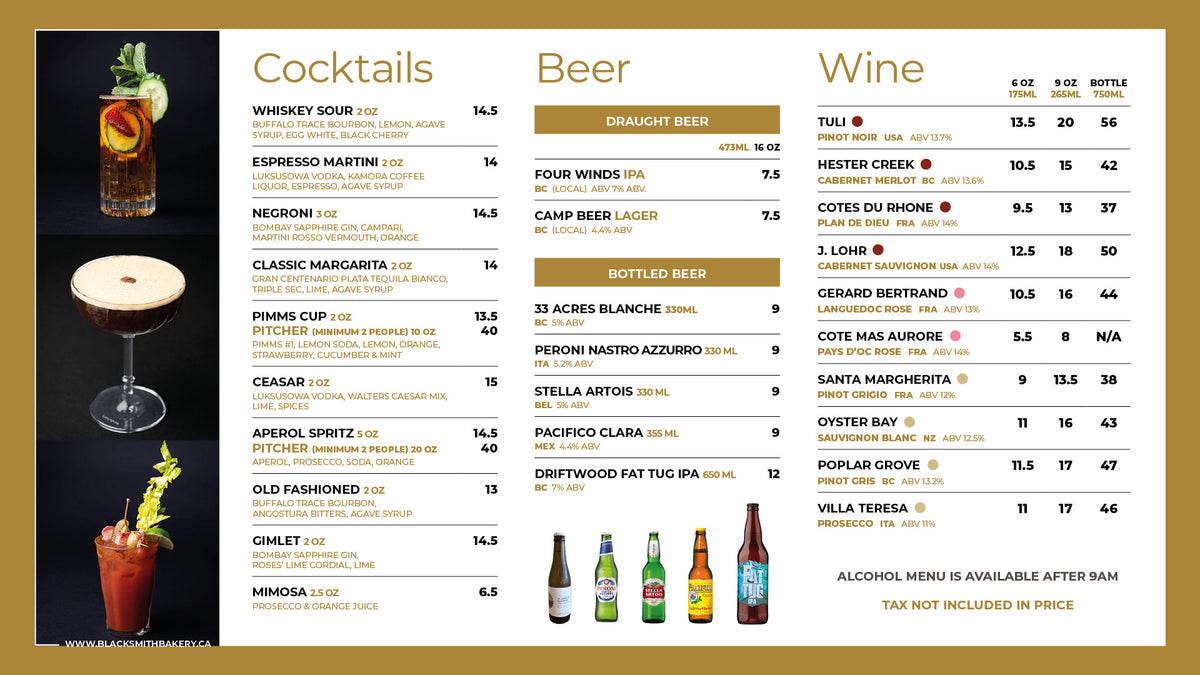 Latimer Village Menu – Blacksmith Bakery